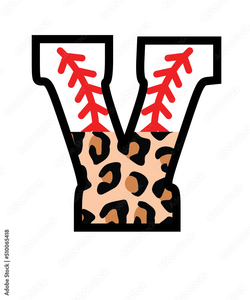 baseball Font SVG png, half leopard baseball font letters alphabet and ...