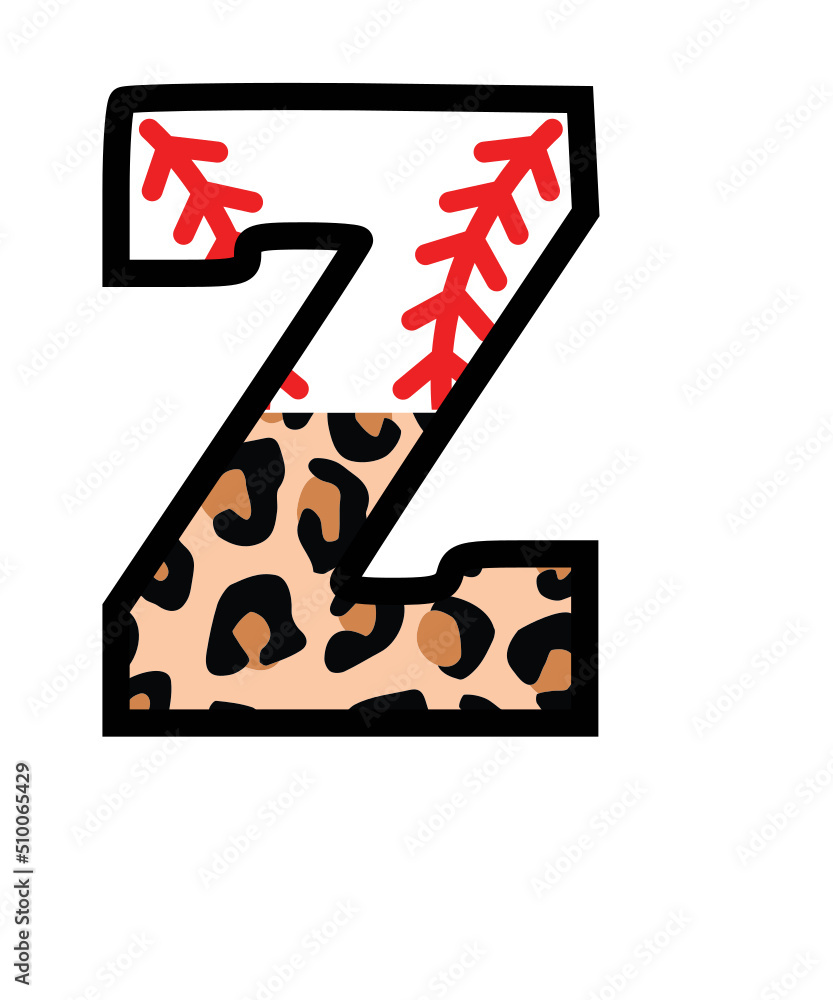 baseball Font SVG png, half leopard baseball font letters alphabet and ...