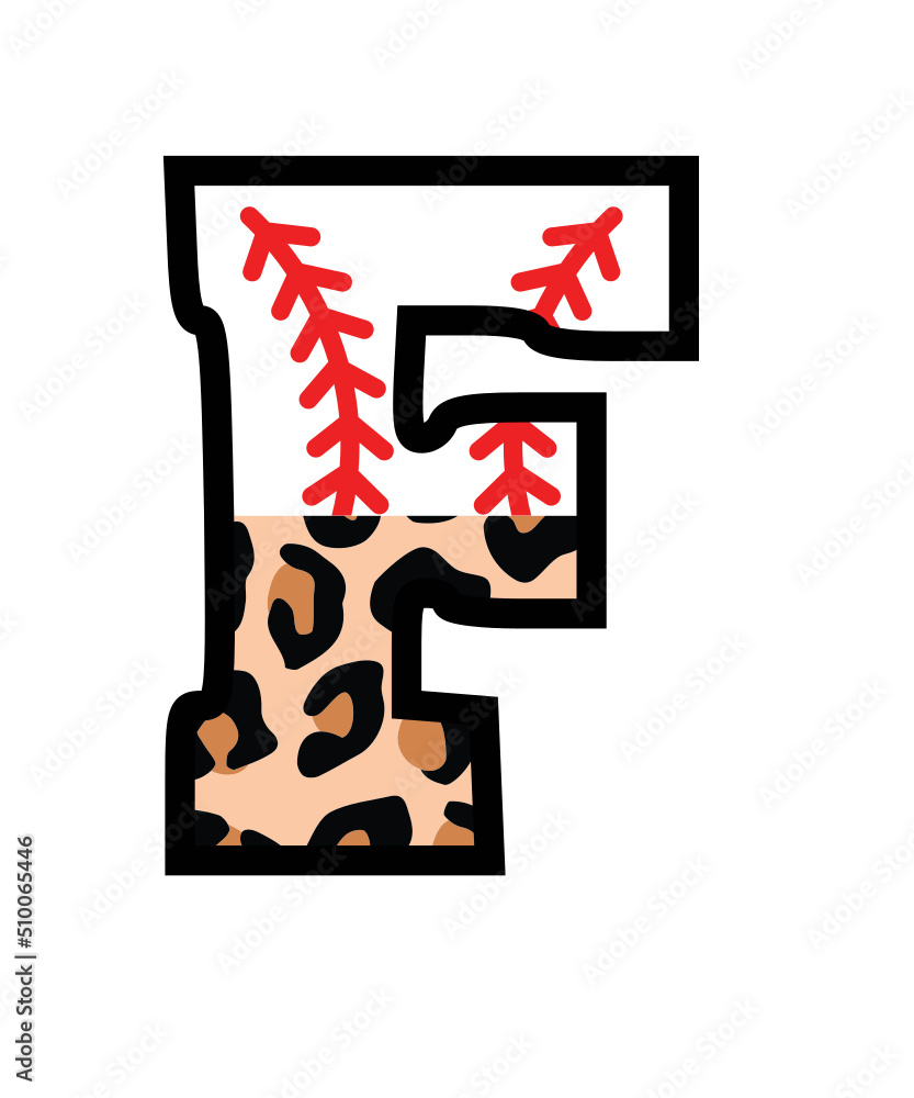 baseball Font SVG png, half leopard baseball font letters alphabet and ...