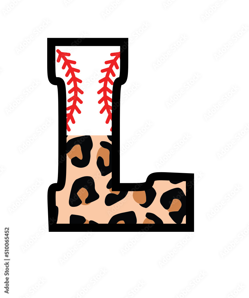 baseball Font SVG png, half leopard baseball font letters alphabet and ...