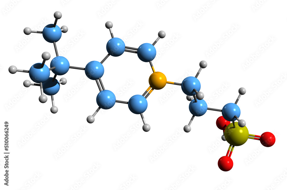 3D image of butyl piridino propanesulfonate skeletal formula ...