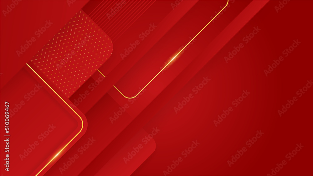 Luxury red and gold design background with abstract shapes and lines ...