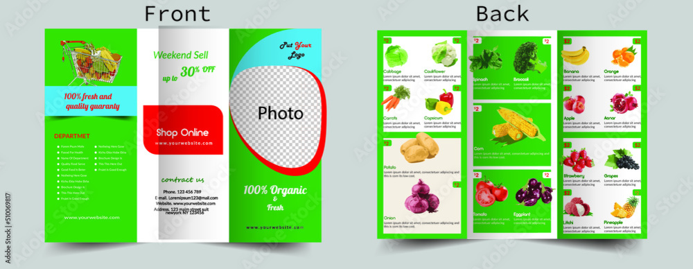 Grocery Store Trifold Brochure Stock Vector | Adobe Stock