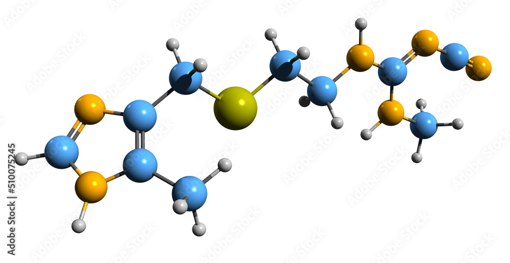 3D image of Cimetidine skeletal formula - molecular chemical structure ...