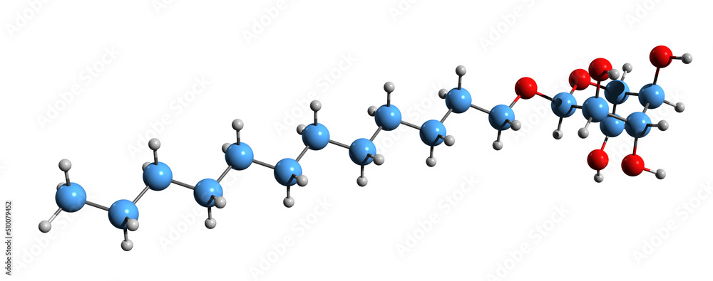 3D image of coco glucoside skeletal formula - molecular chemical ...