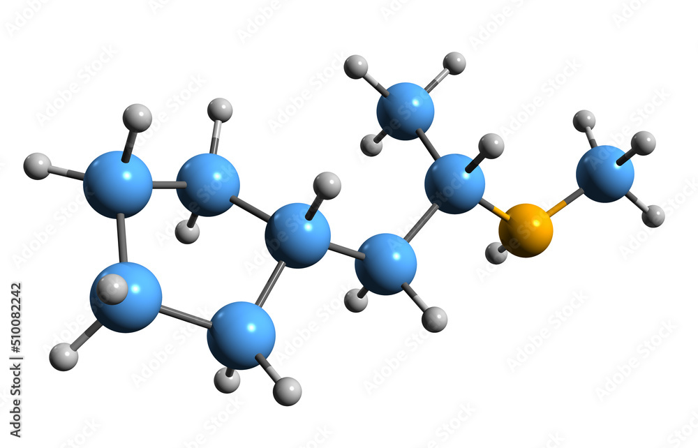 3D image of Cyclopentamine skeletal formula - molecular chemical ...