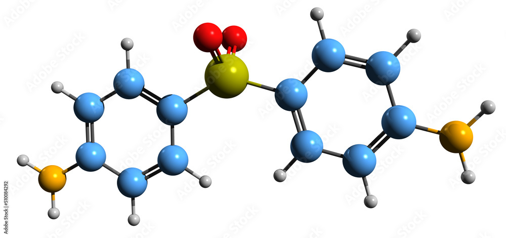 3D image of Dapsone skeletal formula - molecular chemical structure of ...