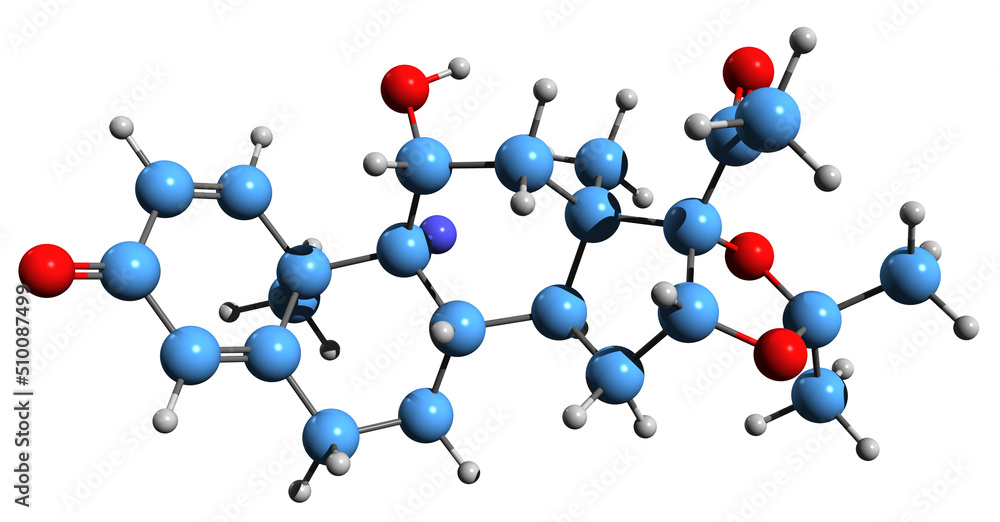 3D image of Descinolone acetonide skeletal formula - molecular chemical ...
