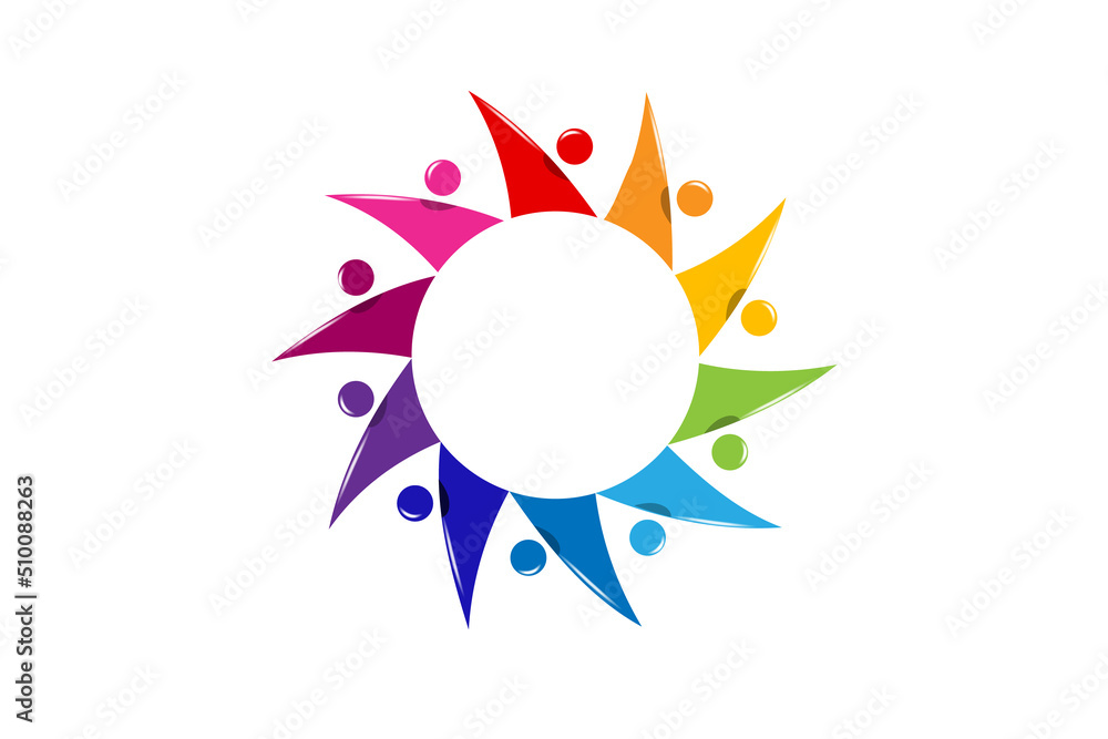 Logo teamwork helping people unity social media workers group of ...