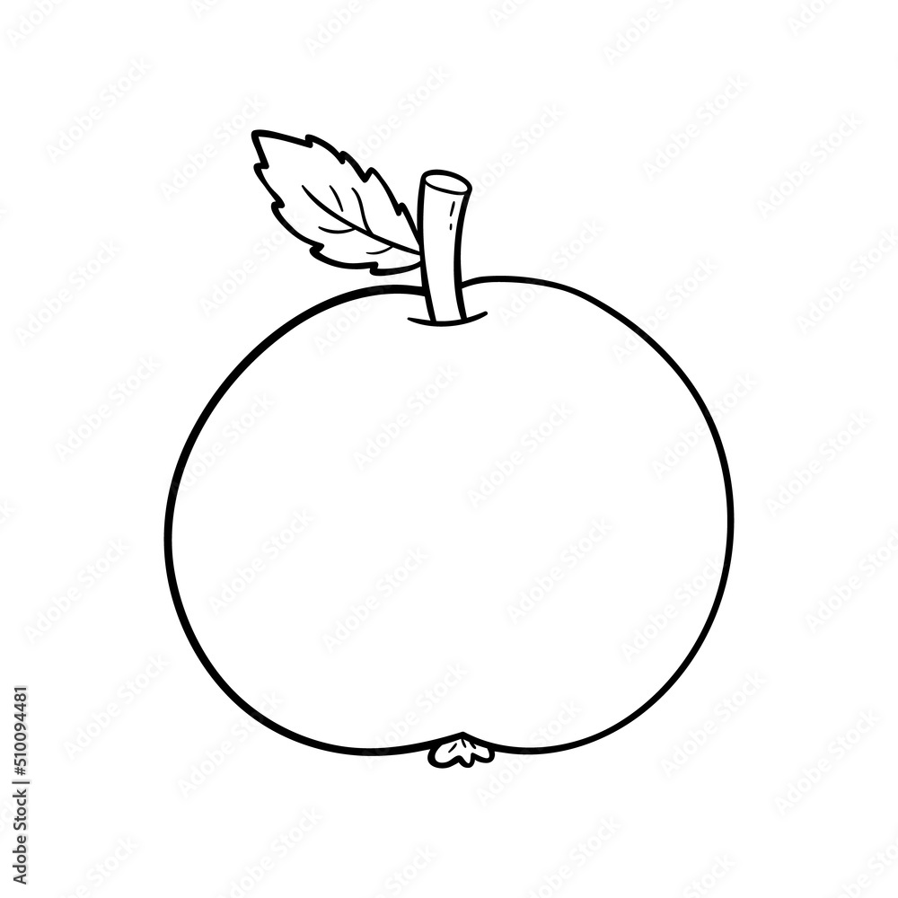 vector kids Coloring page with outline doodle apple Stock Vector ...