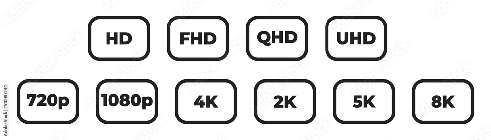 Video quality symbol. 2K 4K HD video format vector illustration ...