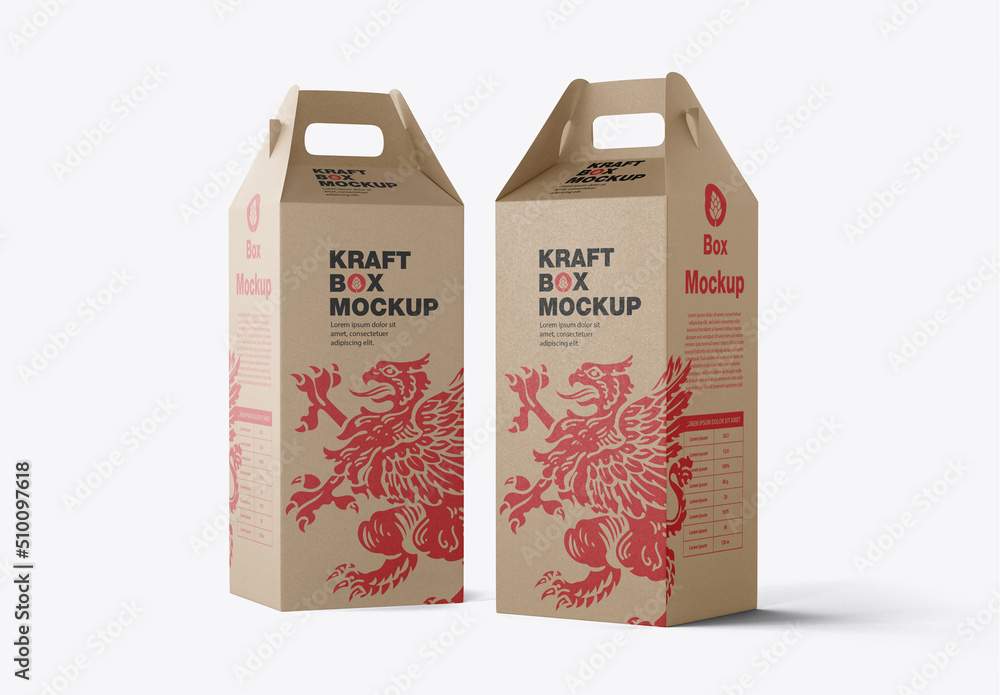 Kraft Box with Handle Mockup Stock Template | Adobe Stock