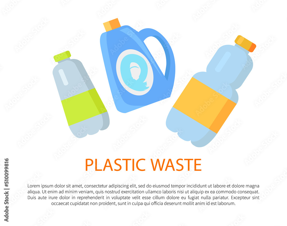 Plastic waste sample color vector illustration with isolated on white ...