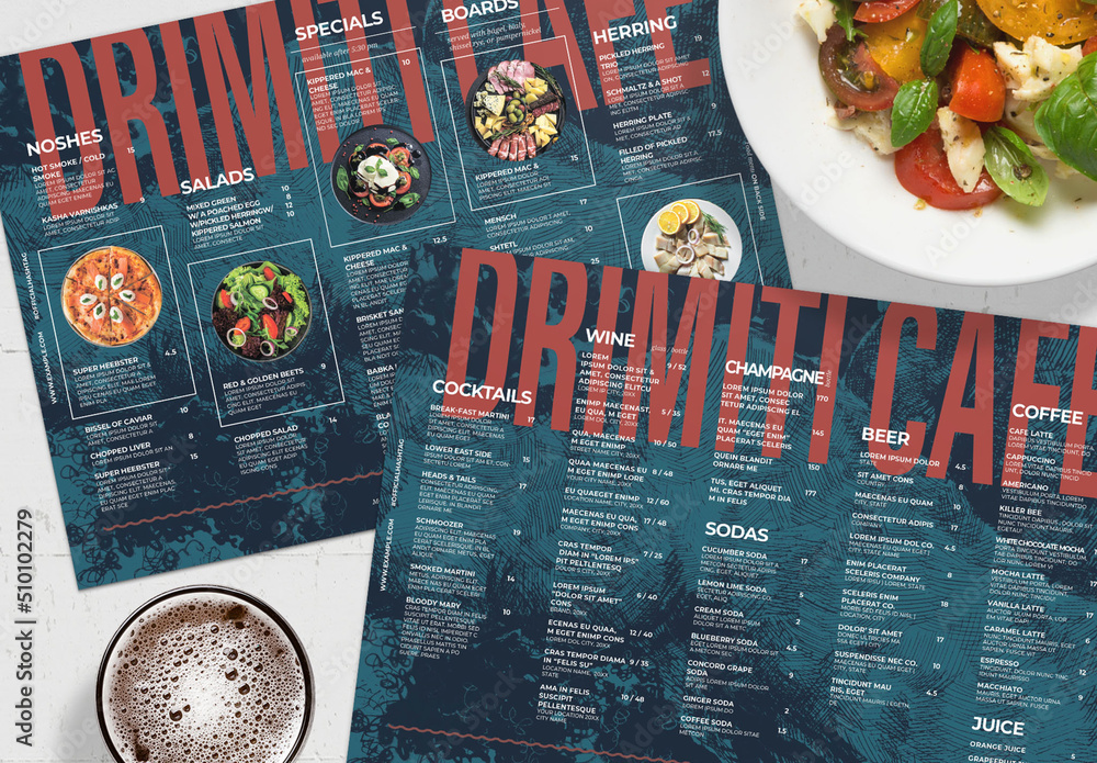 Landscape Tabletop Restaurant Food Menu Layout Stock Template | Adobe Stock