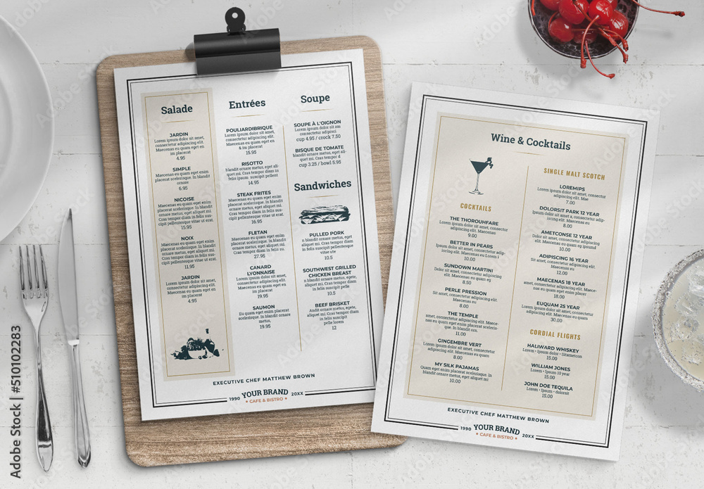 Simple Restaurant Food Menu Layout Stock Template | Adobe Stock