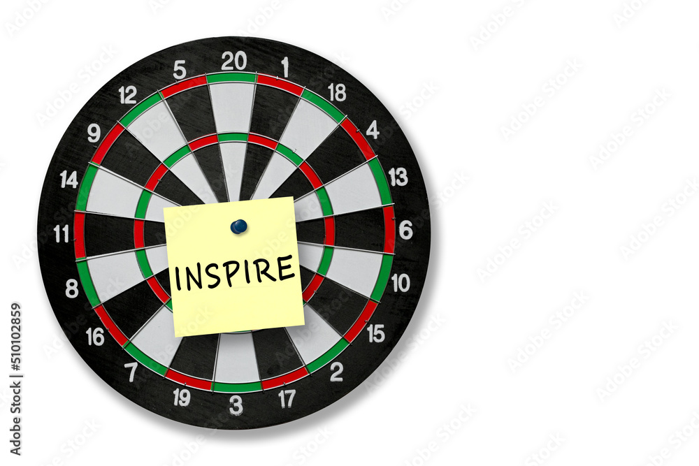 Inspire note written on a dartboard for inspiration. Stock Photo ...