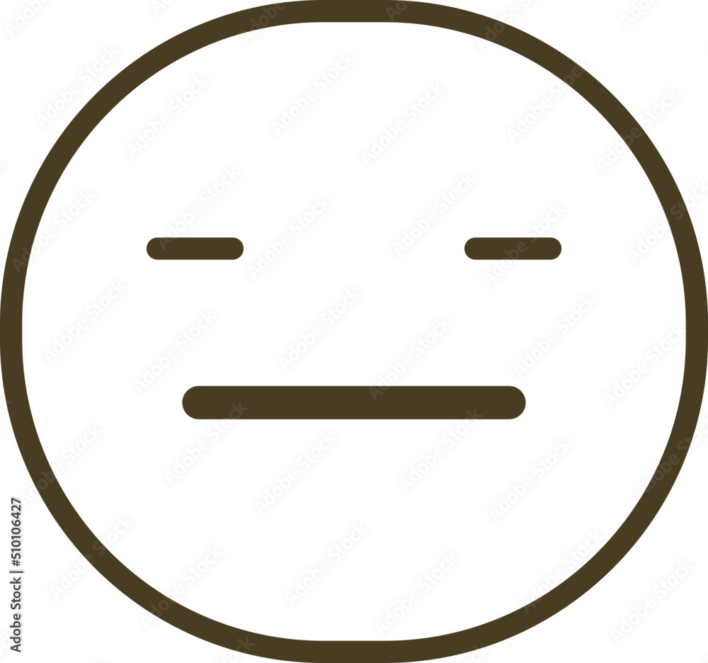 Black and White Expressionless / Straight Face Emoji Character ...