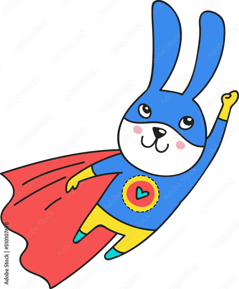 Cute Rabbit / Bunny Superhero Cartoon Character Illustration Stock ...