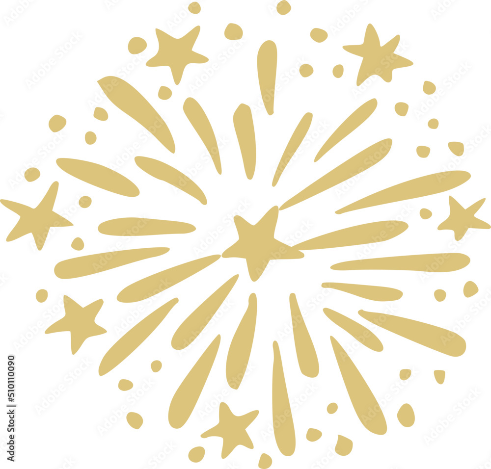 Golden Fireworks Splashes Stars Illustration Stock Vector | Adobe Stock