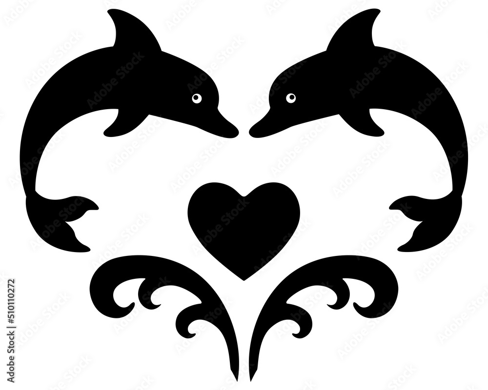 Dolphin Heart Drawing