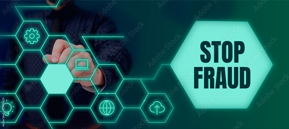 Conceptual display Stop Fraud. Business showcase campaign advices ...