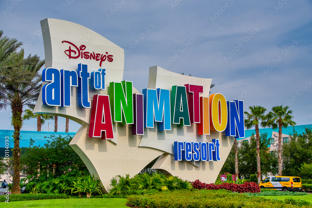 Entrance sign at Disney`s Art of Animation Resort Stock Photo | Adobe Stock