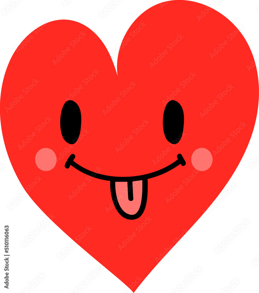 Cartoon red heart character with funny face Stock Vector | Adobe Stock