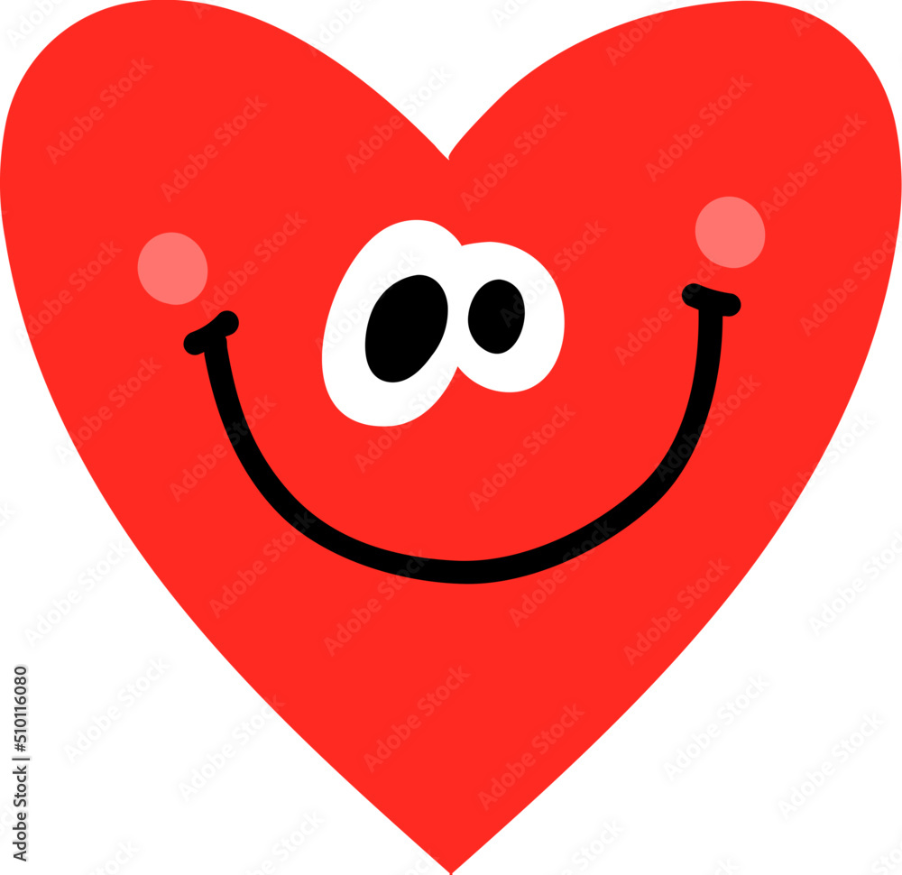 Cartoon red heart character with funny face Stock Vector | Adobe Stock