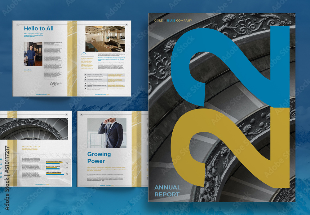 Gold Annual Report Layout Stock Template | Adobe Stock
