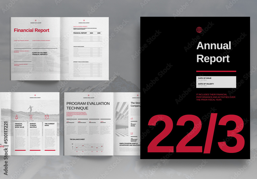 Grayscale Annual Report Layout Stock Template | Adobe Stock
