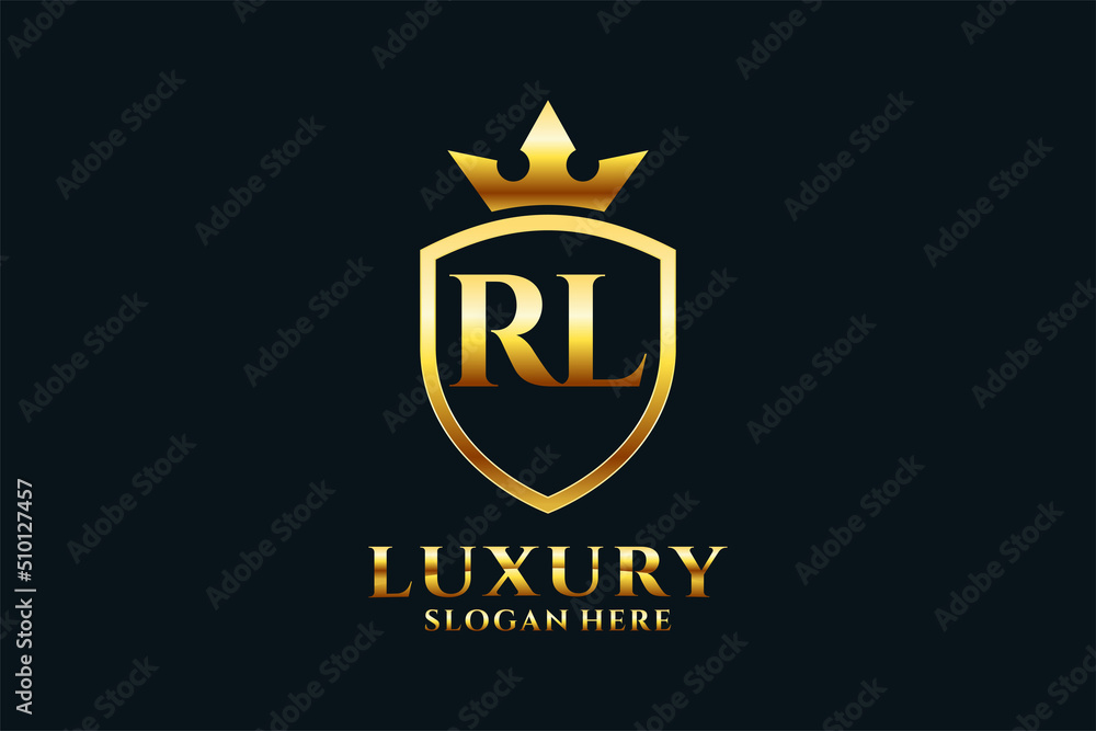 initial RL elegant luxury monogram logo or badge template with scrolls ...
