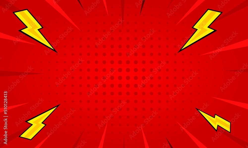 Pop art comic background with lightning striking. Cartoon Red ...
