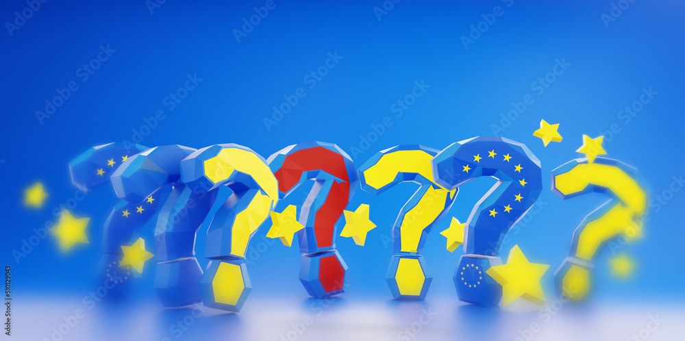 Question marks in the colors of the European flag, Europe question mark ...