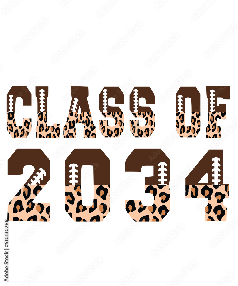 Class of 2034 SVG png, half leopard cheetah print football class of ...