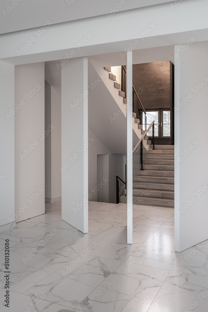 Interior of modern house with white walls Stock Photo | Adobe Stock