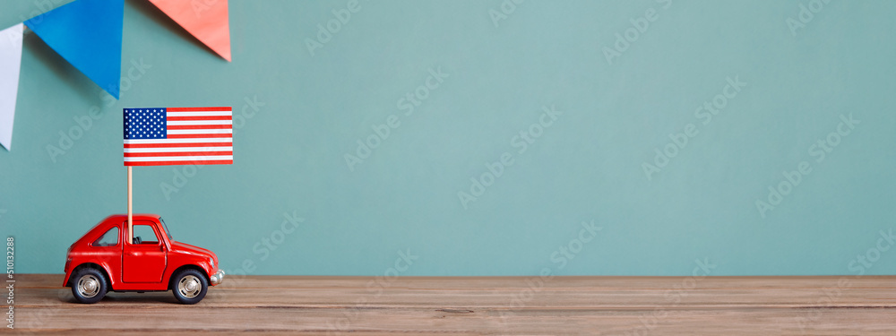 Happy Independence Day greeting panoramic banner. 4th of July (Fourth ...