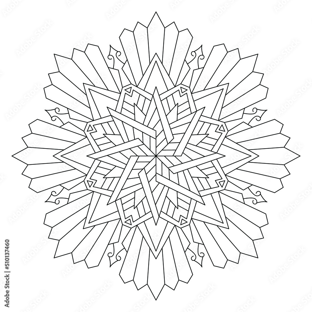 Star mandala coloring page. Printable mandala with decorated star ...