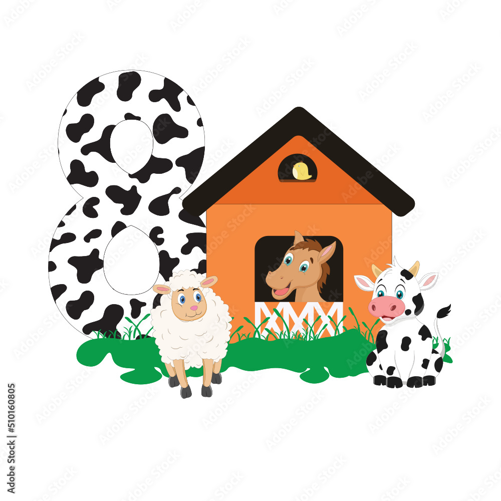 farm animal Cow horse sheep number birthday svg, Animal Number birthday ...