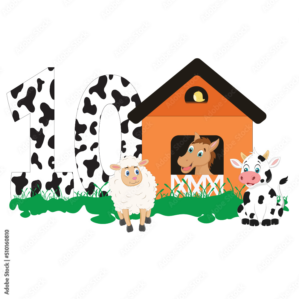 farm animal Cow horse sheep number birthday svg, Animal Number birthday ...