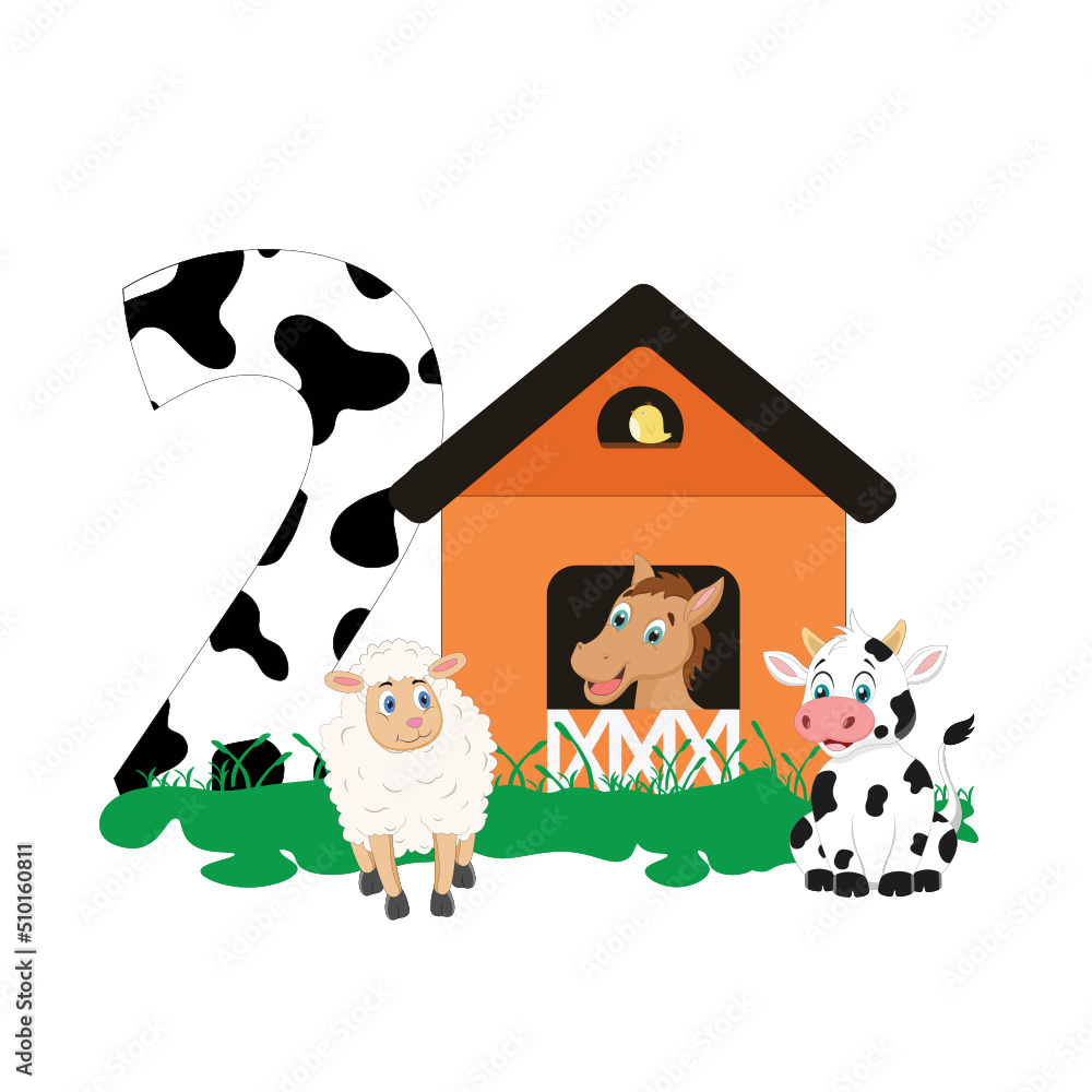 farm animal Cow horse sheep number birthday svg, Animal Number birthday ...
