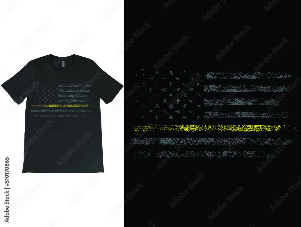 Thin Yellow Line Flag Emergency Dispatchers Flag T-Shirt Vector ...