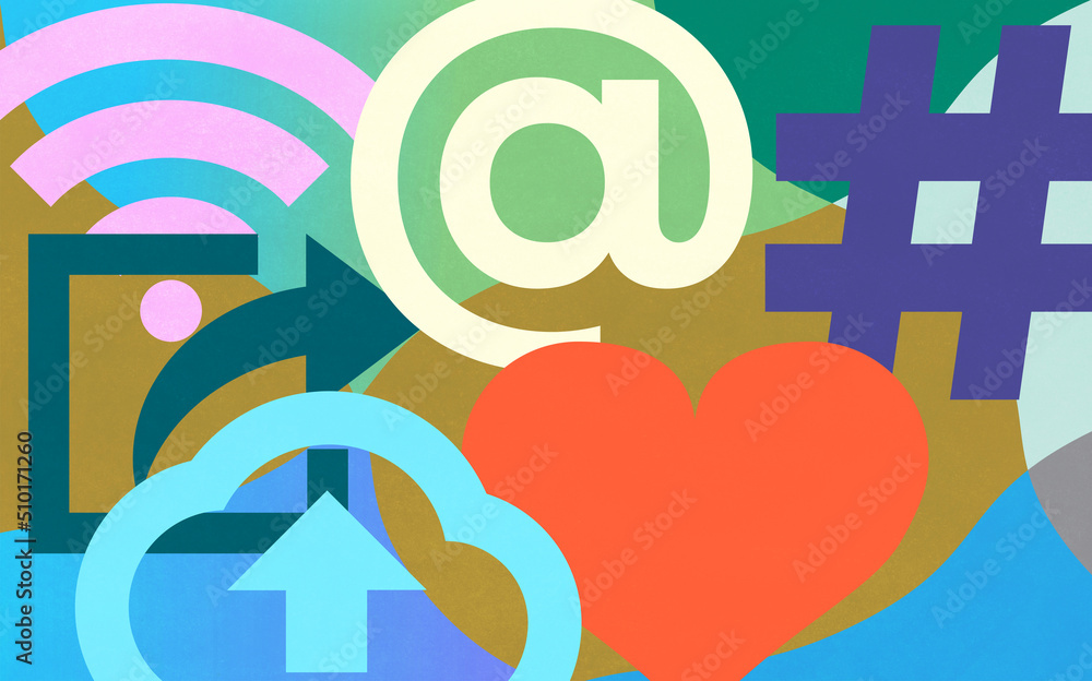 Internet Communication and Digital Marketing Symbols Stock Photo ...