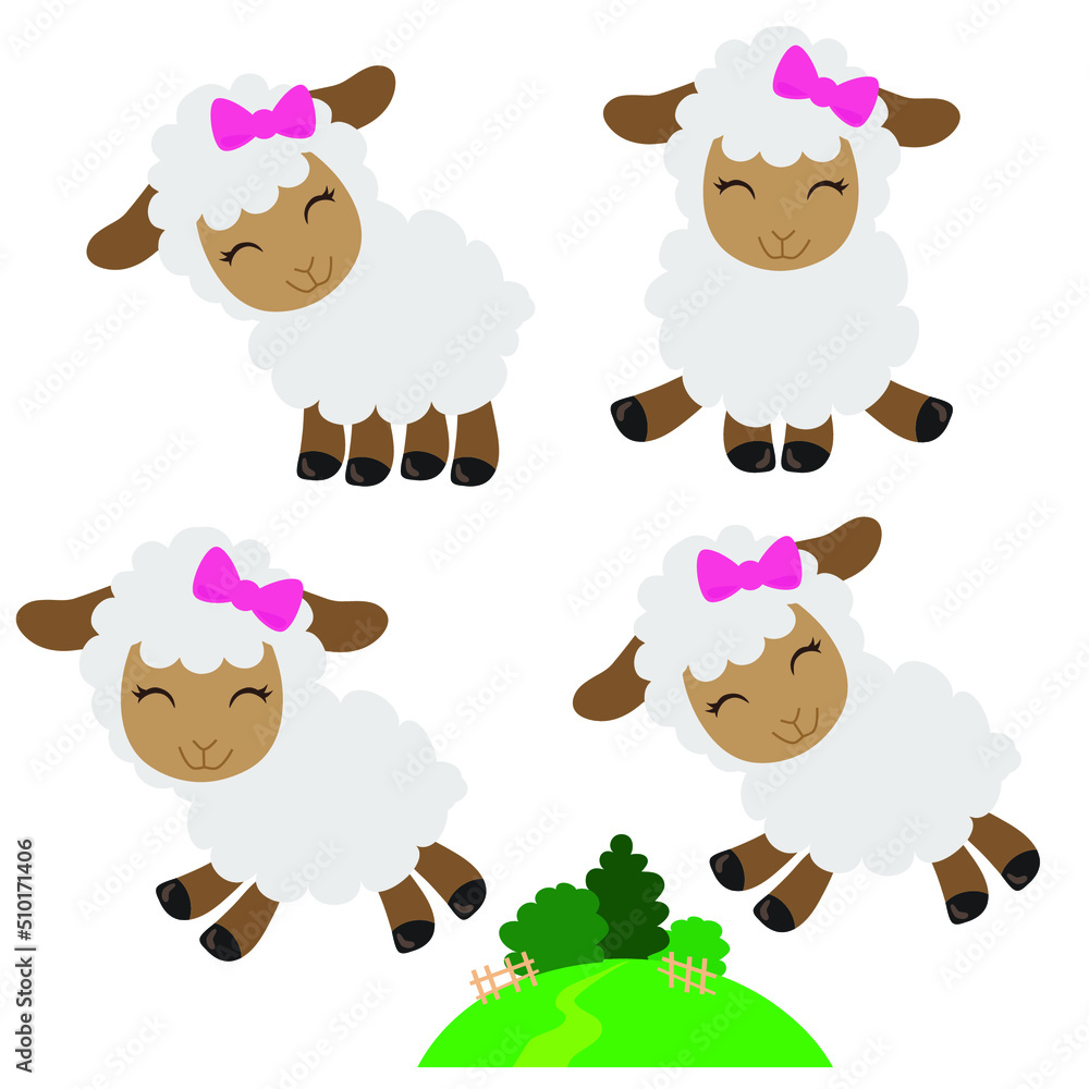 Cute little sheep vector cartoon illustration Stock Vector | Adobe Stock