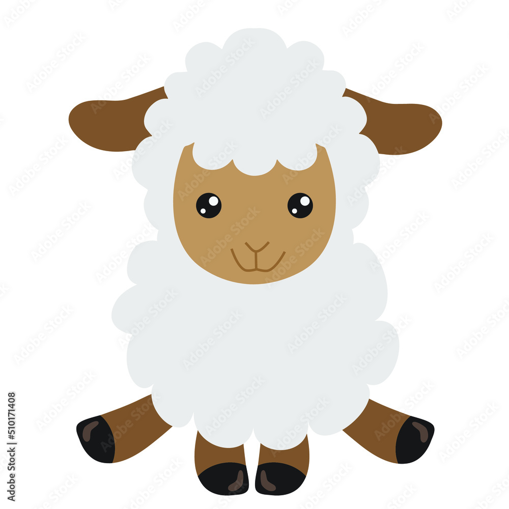 Cute little sheep vector cartoon illustration Stock Vector | Adobe Stock