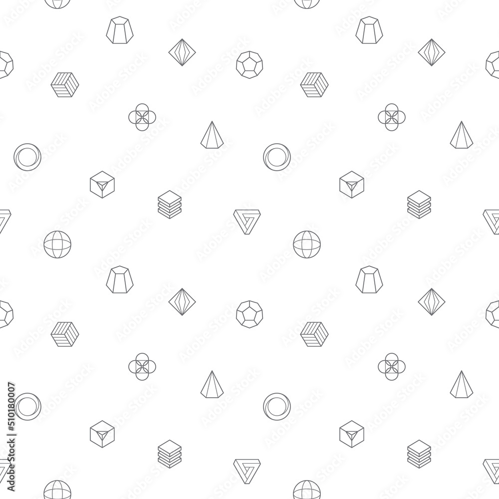 Vector monochrome seamless pattern 3D Shapes, geometric, octagon ...