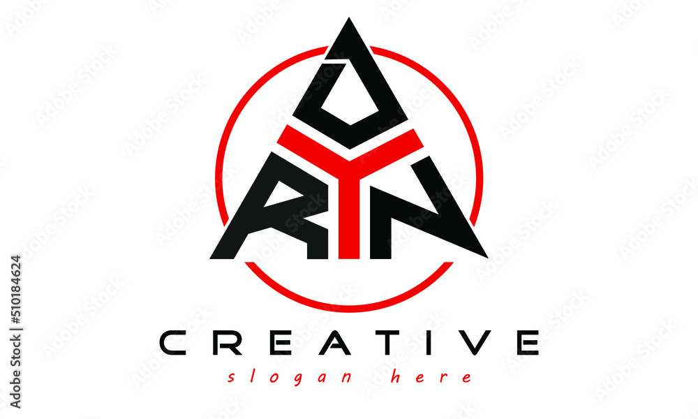 RDN three letter creative triangle shape in circle logo design vector ...