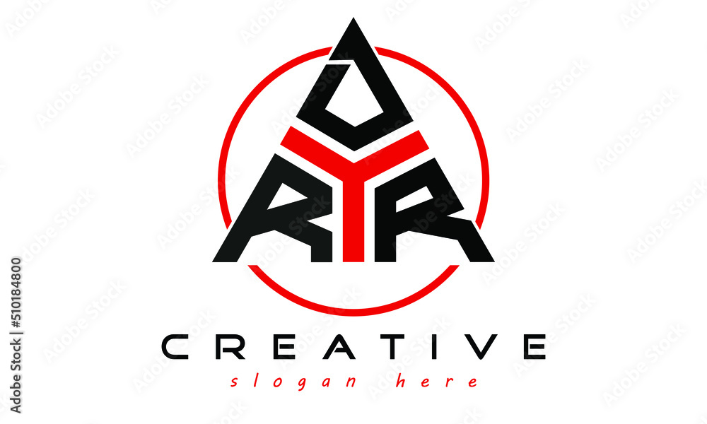RDR three letter creative triangle shape in circle logo design vector ...