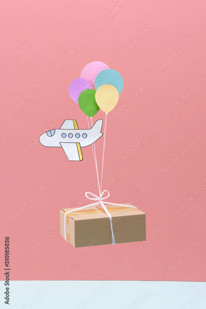 Airplane and stack of cardboard boxes. concept of air cargo Stock Photo ...