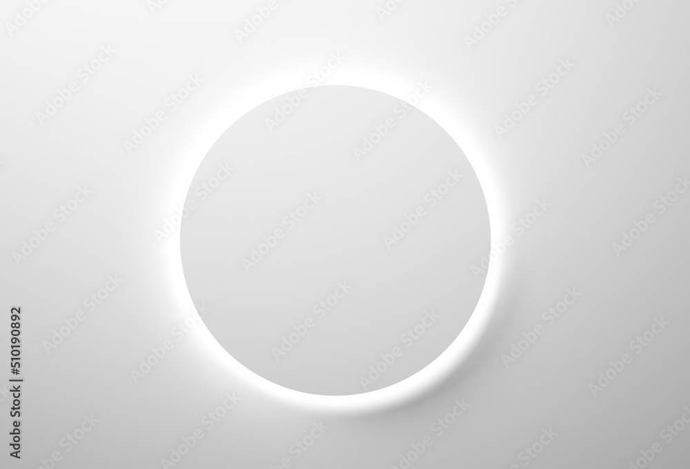 Abstract circle shape and light on white background. 3d illustration ...