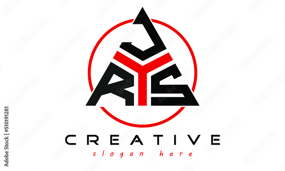 RJS three letter creative triangle shape in circle logo design vector ...